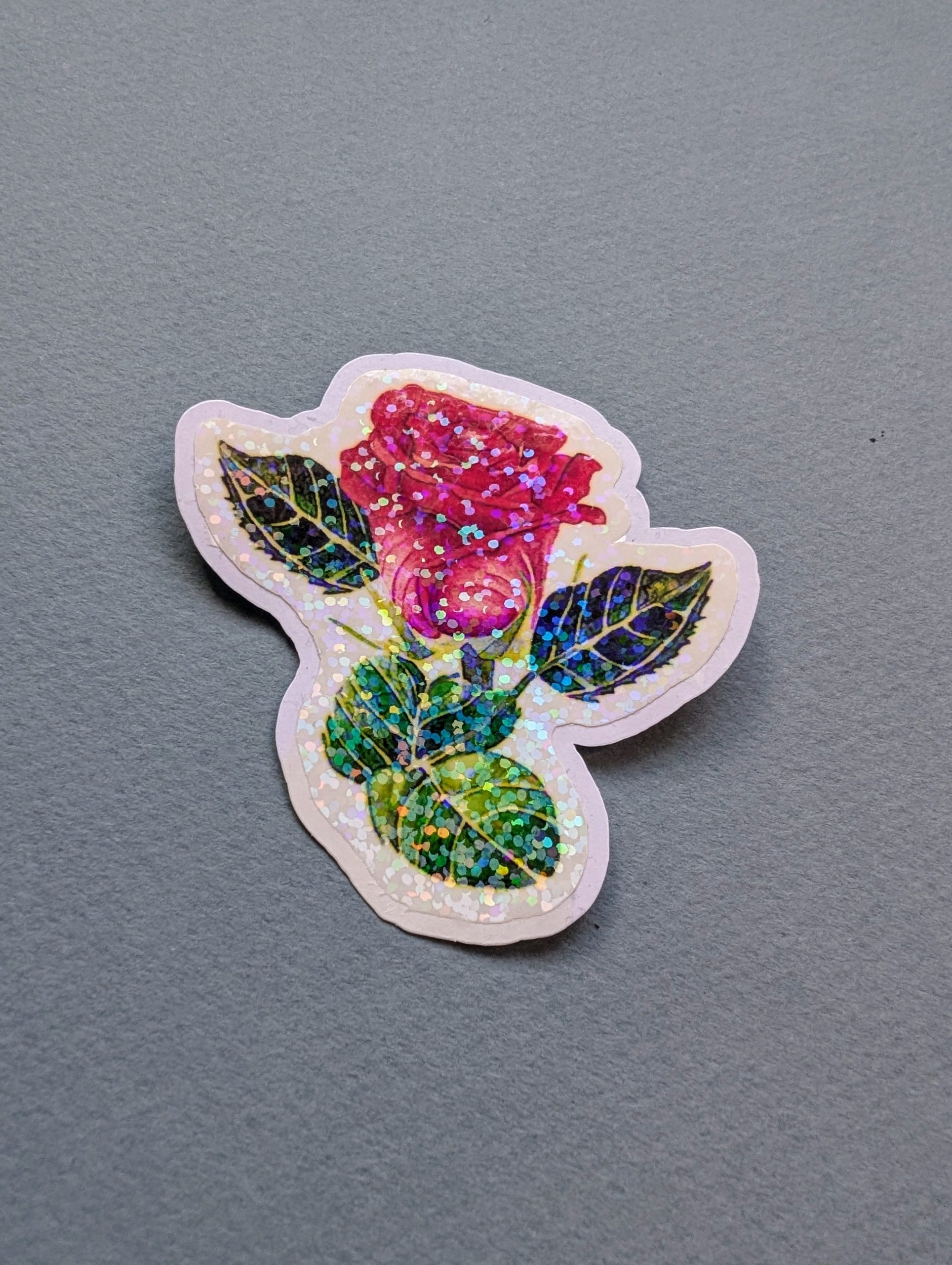 Holographic Rose Sticker | High Quality Easy-Peel Vinyl Sticker | 2.5 x ...